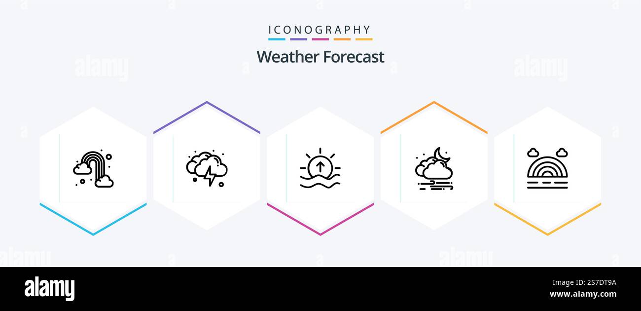Weather 25 Line icon pack including cloud. windy. day. wind. sun Stock ...