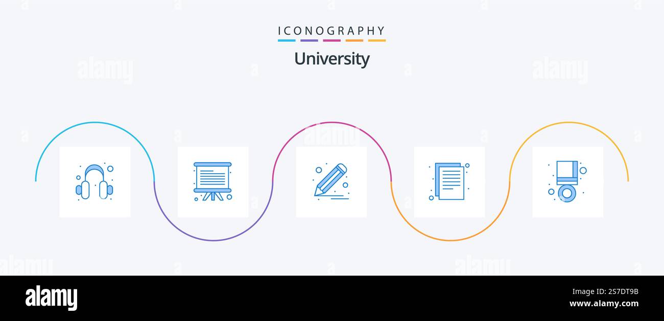 University Blue 5 Icon Pack Including awards. paper. draw. notes ...