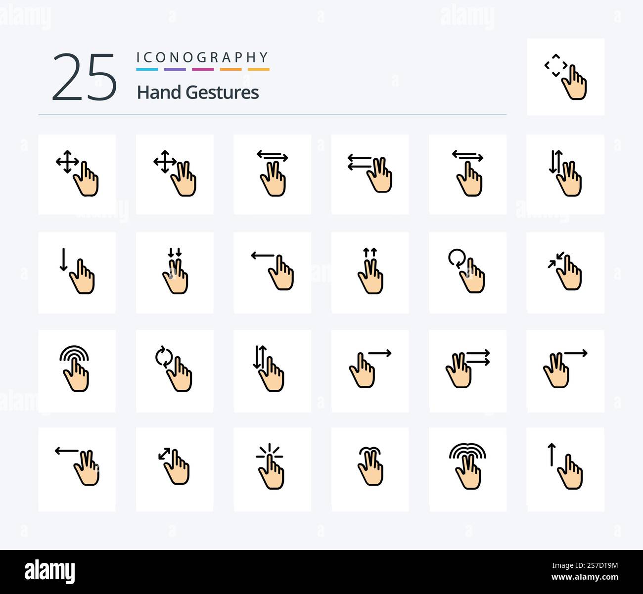 Hand Gestures 25 Line Filled icon pack including two. finger. gesture ...