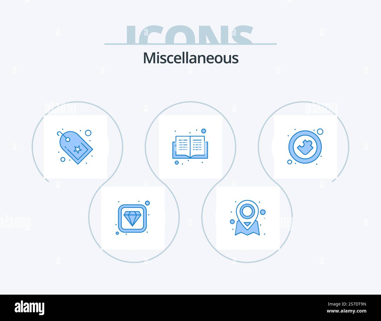 Miscellaneous Blue Icon Pack 5 Icon Design. puzzle. open book. bookmark ...