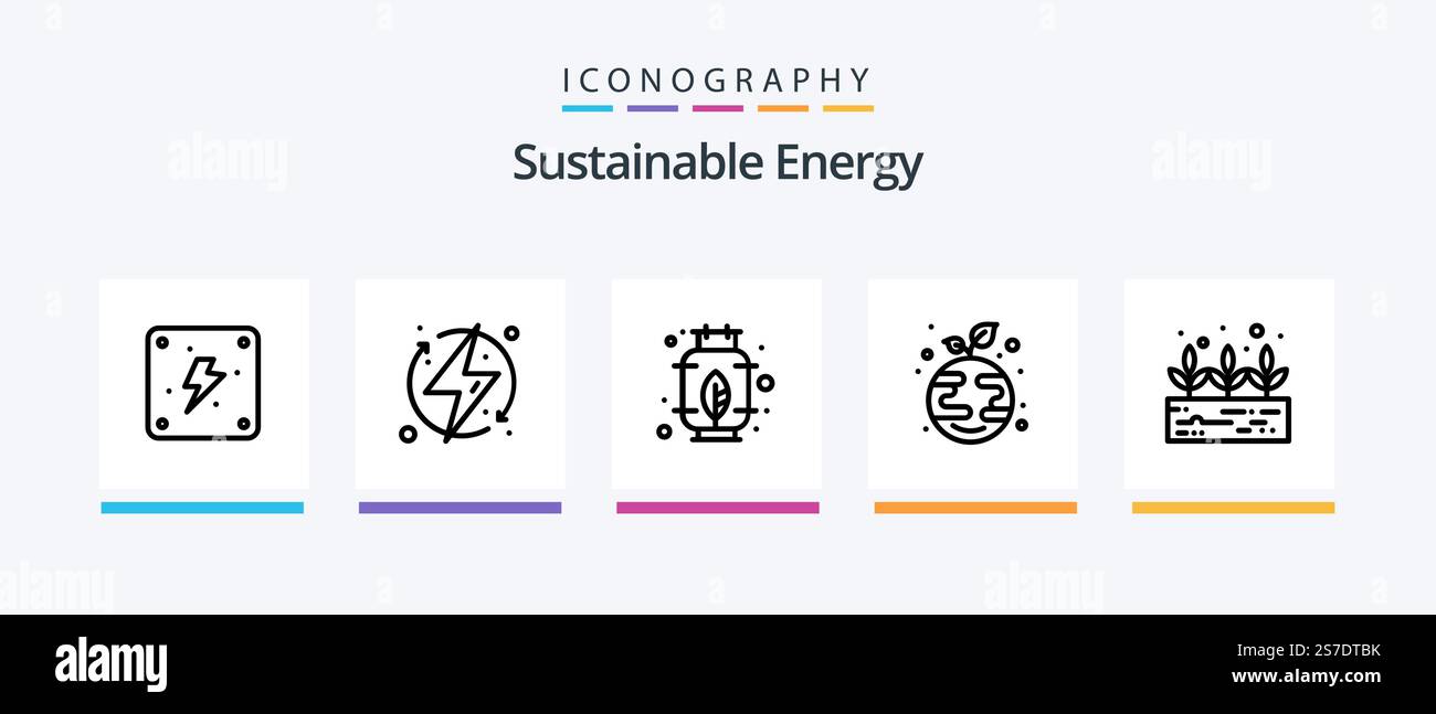Sustainable Energy Line 5 Icon Pack Including eco. hydropower ...