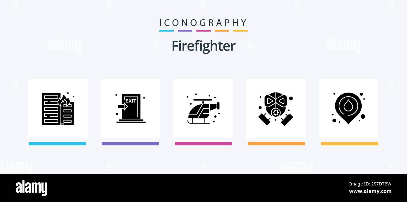 Firefighter Glyph 5 Icon Pack Including protection. firefighter. fire ...