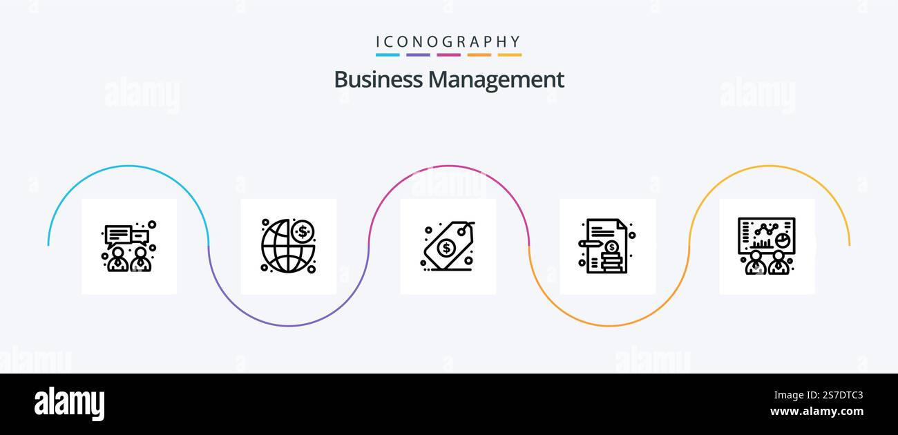 Business Management Line 5 Icon Pack Including . chart. management ...