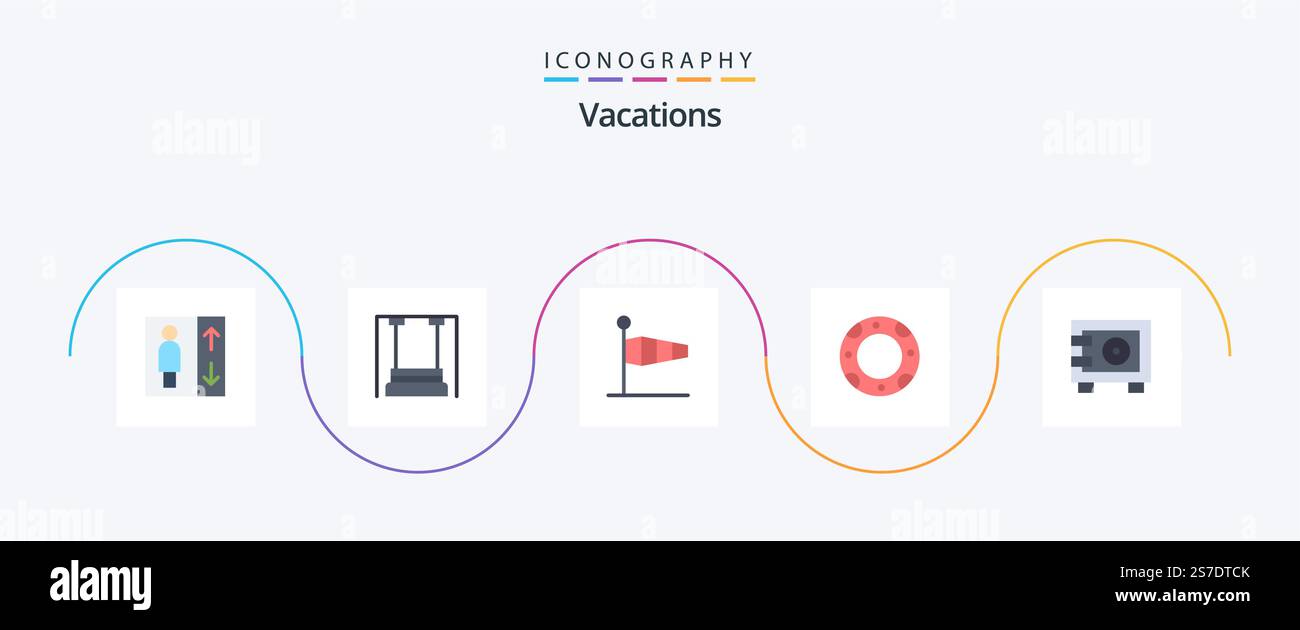 Vacations Flat 5 Icon Pack Including money. lifebuoy. air. life. wind Stock Vector Image & Art ...