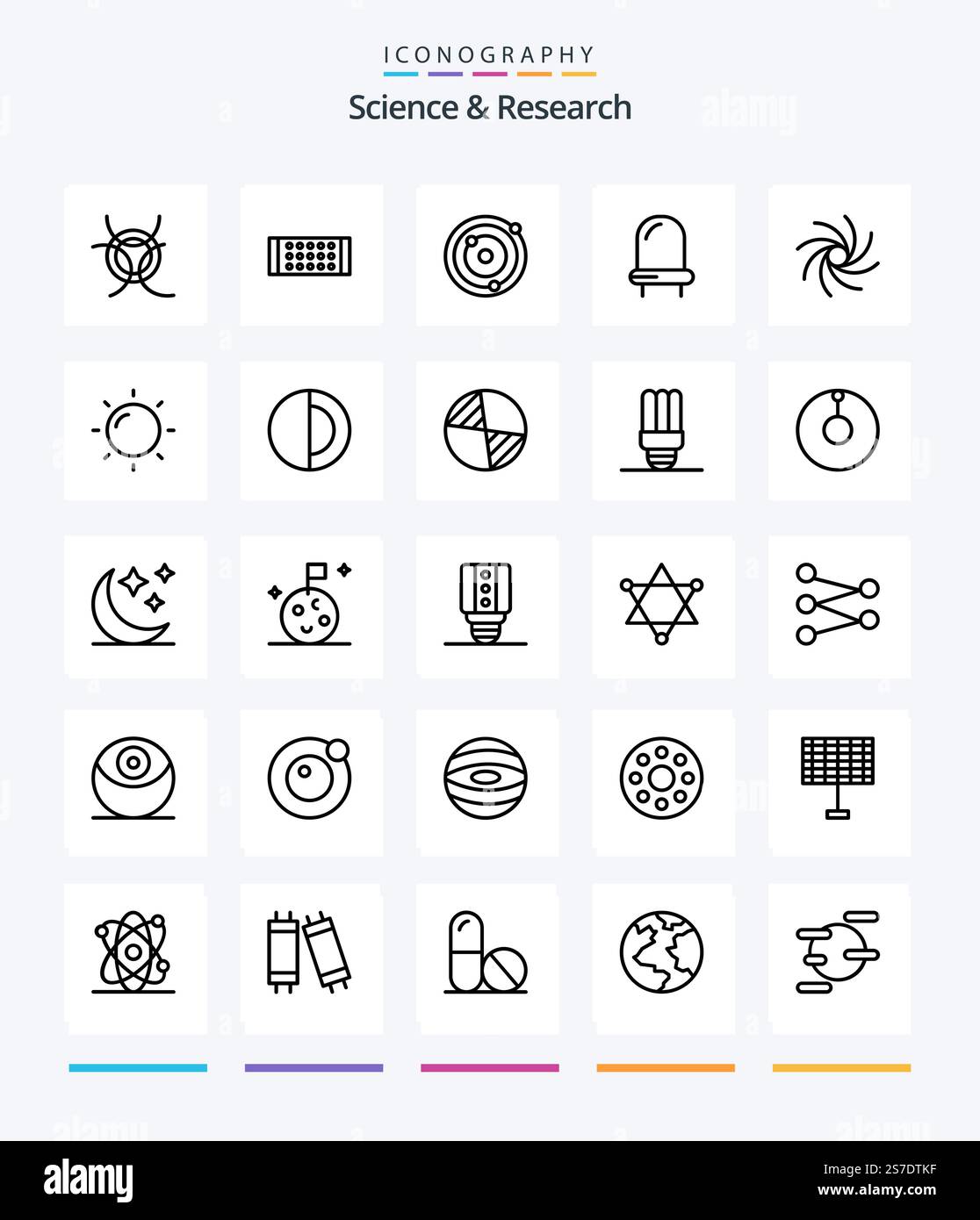 Creative Science 25 OutLine icon pack Such As science. helios. planets ...