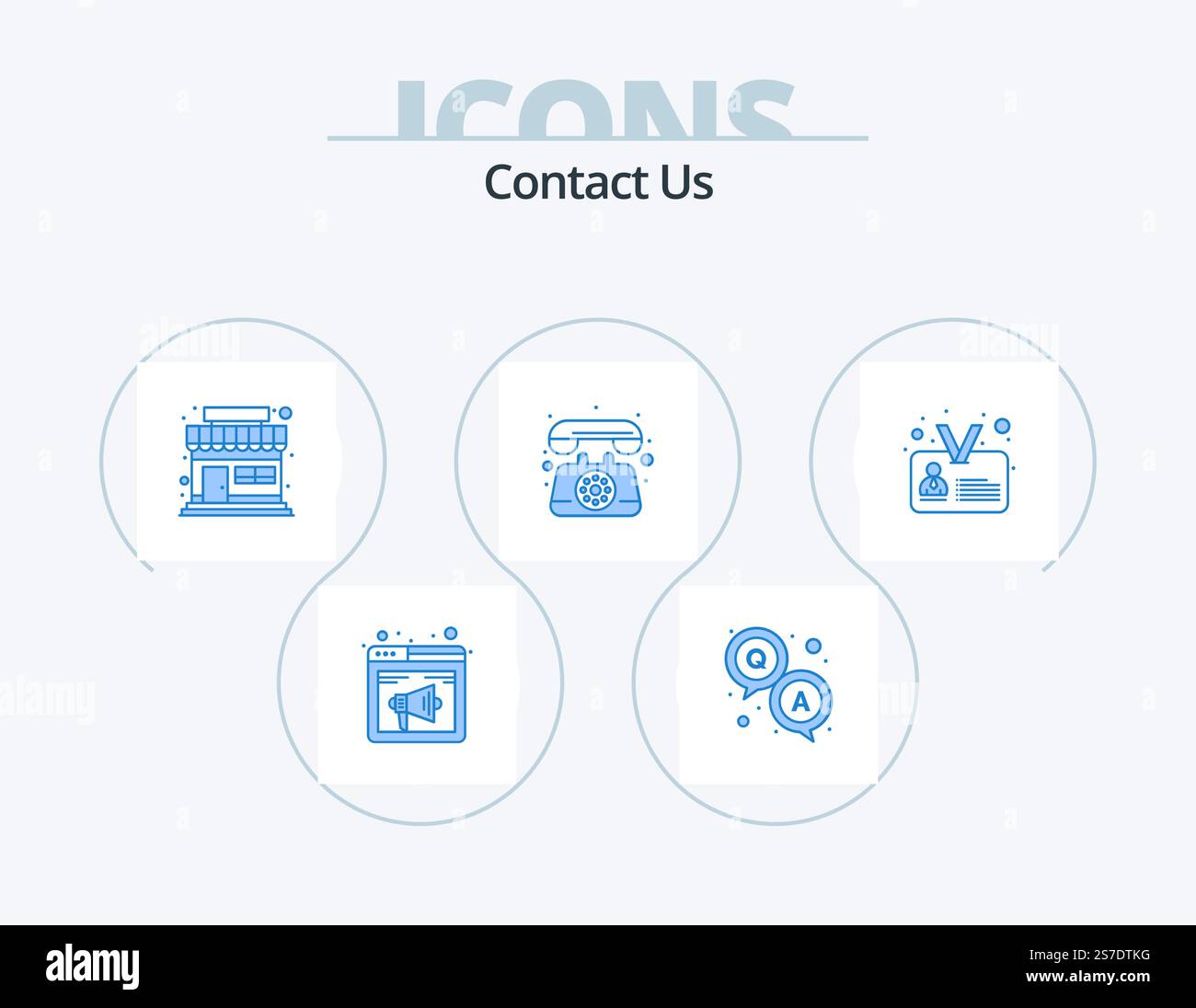 Contact Us Blue Icon Pack 5 Icon Design. identification. call. survey. telephone. communication ...