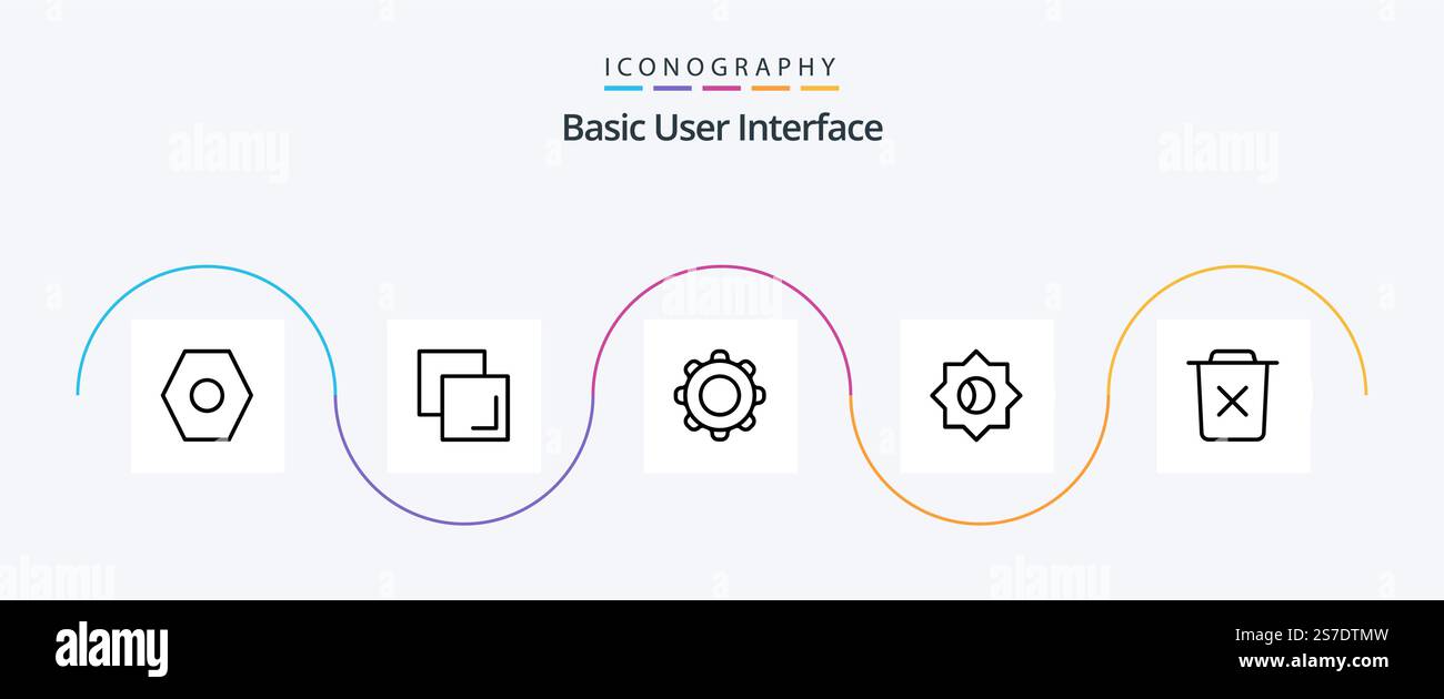Basic Line 5 Icon Pack Including remove. bin. interface. basic. setting Stock Vector Image & Art ...