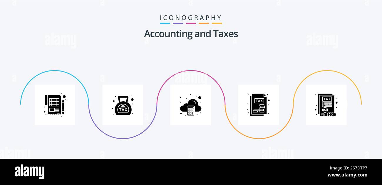 Taxes Glyph 5 Icon Pack Including . income tax statement. money ...