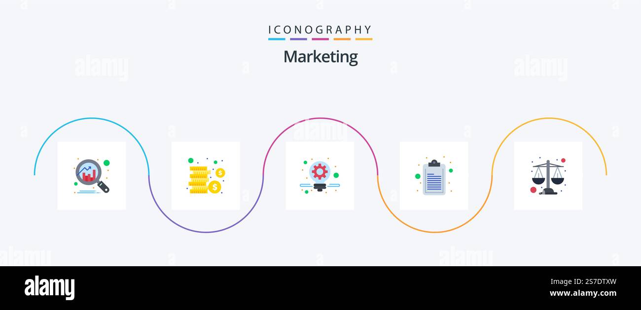 Marketing Flat 5 Icon Pack Including . solution. scales. balance Stock ...