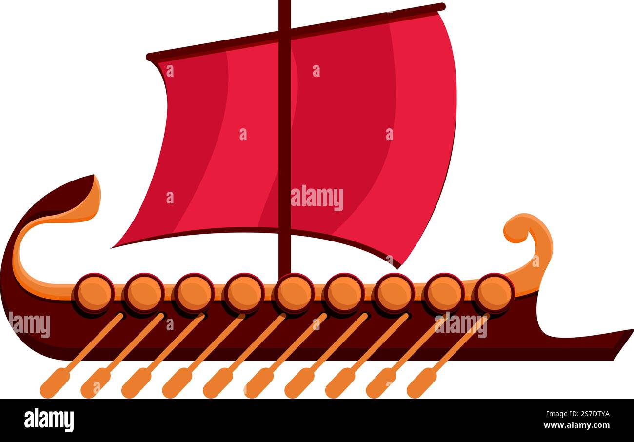 Ancient greece war ship icon cartoon vector. Greek history. Art ...
