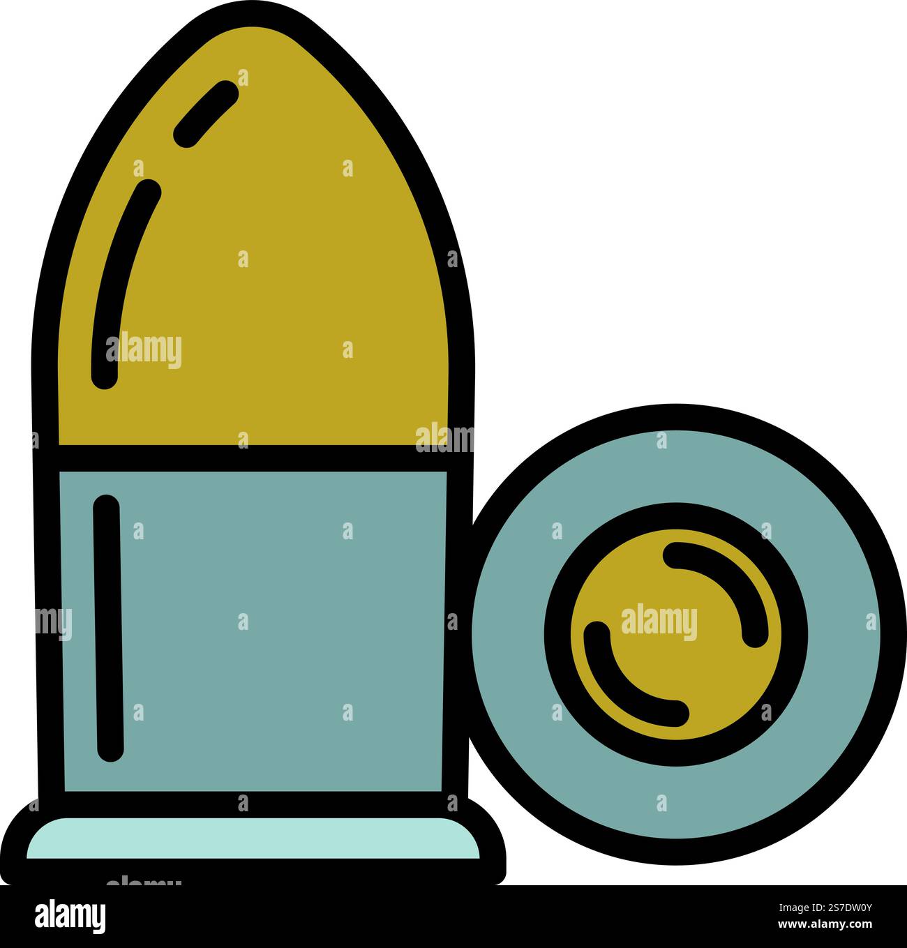 Pistol bullet icon outline vector. Police equipment. Justice officer ...