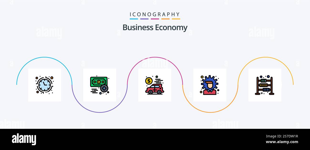 Economy Line Filled Flat 5 Icon Pack Including calculate. solution. banking. options. economy ...