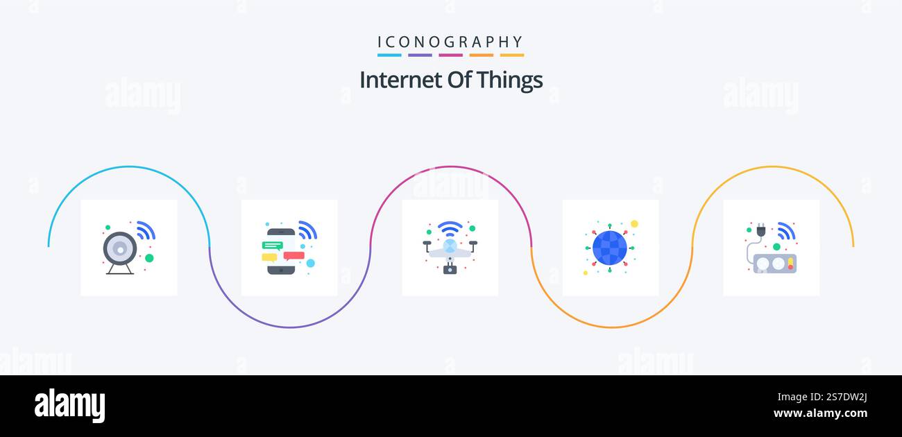 Internet Of Things Flat 5 Icon Pack Including plug. world. smart ...
