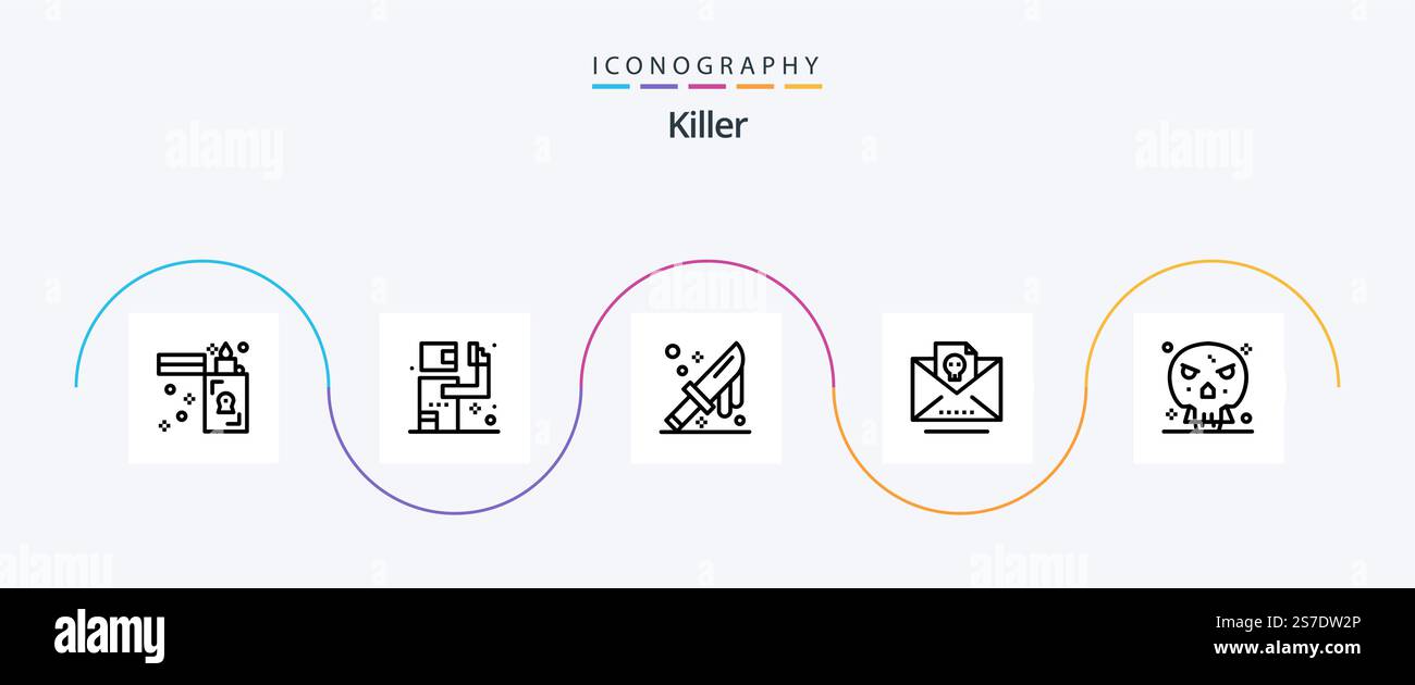 Killer Line 5 Icon Pack Including death. skull. blood. mail. dead Stock ...