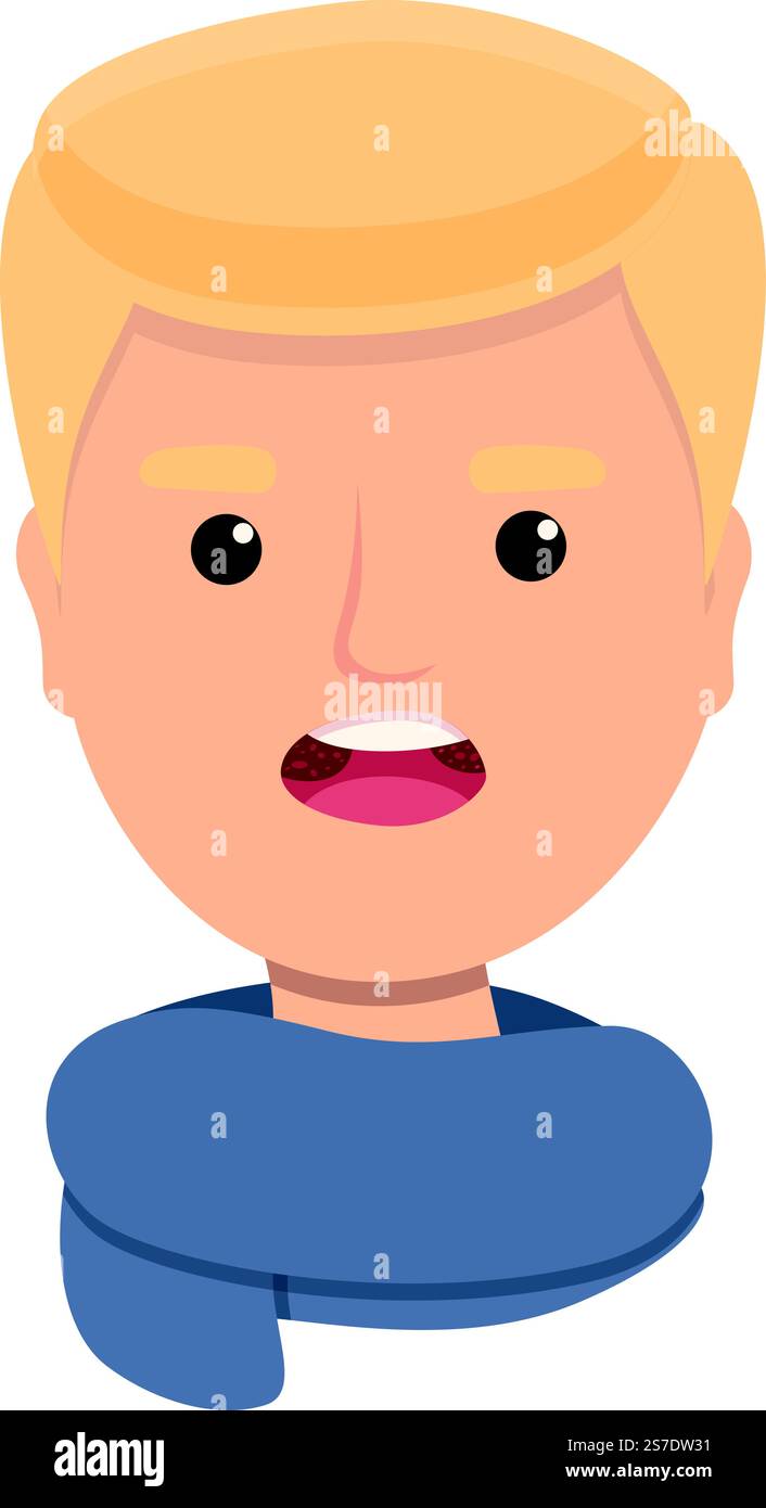 Boy tonsillitis icon cartoon vector. Bacterial hygiene. Infection uvula ...