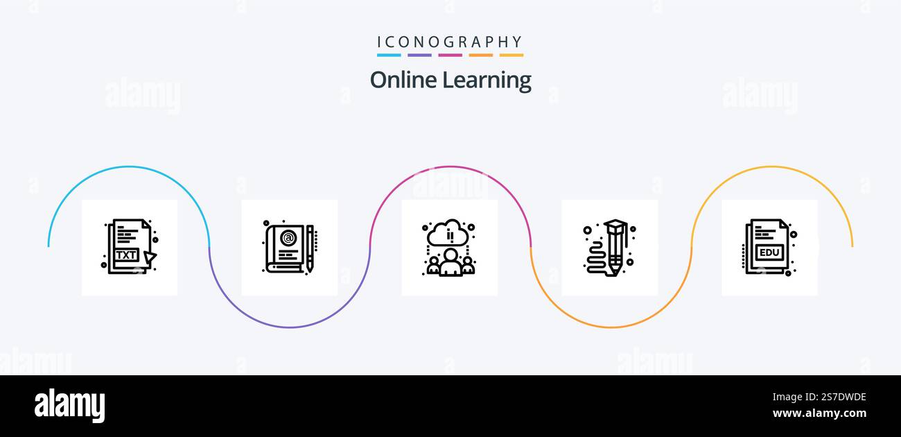Online Learning Line 5 Icon Pack Including book. pencil. learning ...
