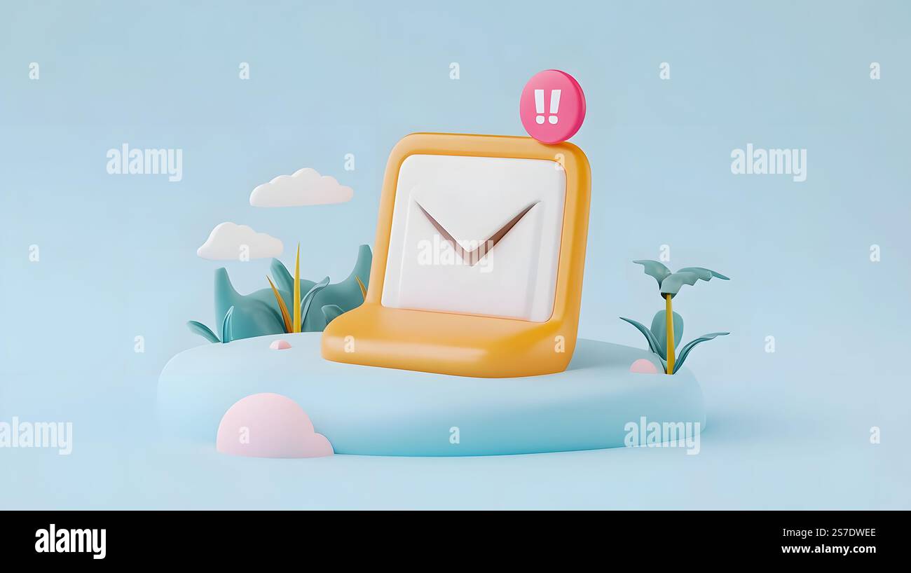 Minimal and simple photo of an email notification icon with a red alert ...