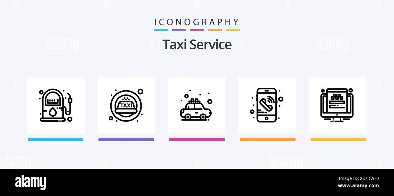 Taxi Service Line 5 Icon Pack Including . rank. order. premium. taxi ...
