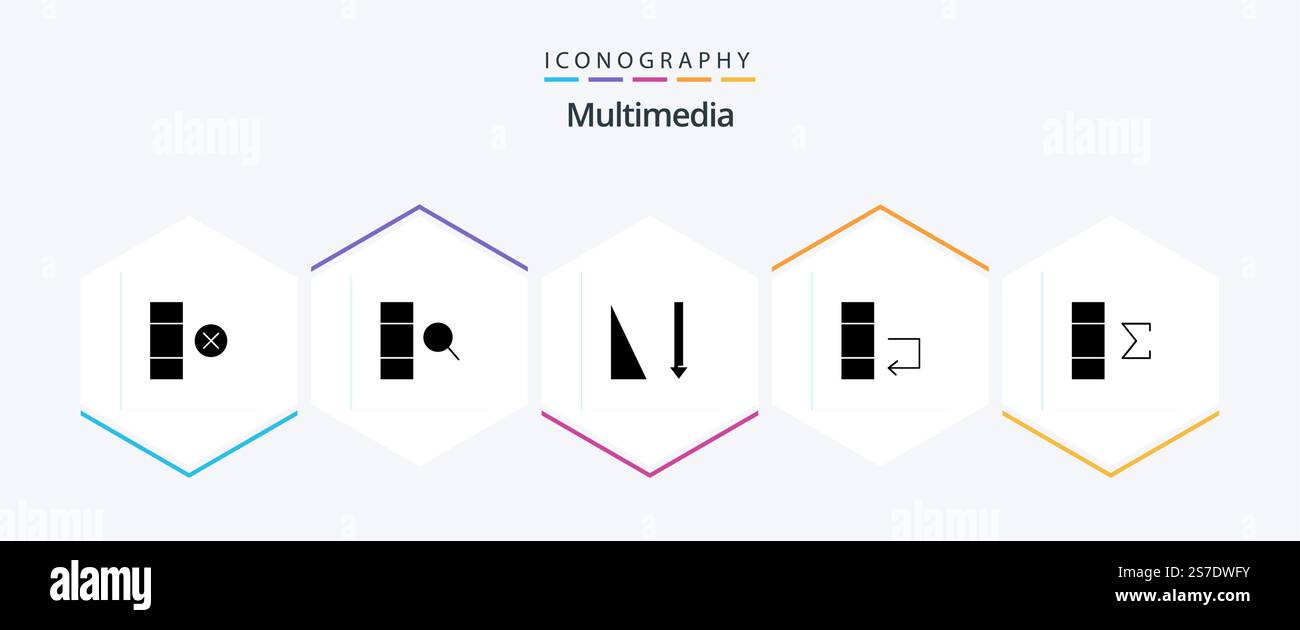 Multimedia 25 Glyph icon pack including . . sorting. summary. column ...