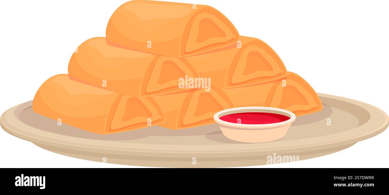 Dinner lunch icon cartoon vector. Spring roll. Taiwan pork. Dinner ...