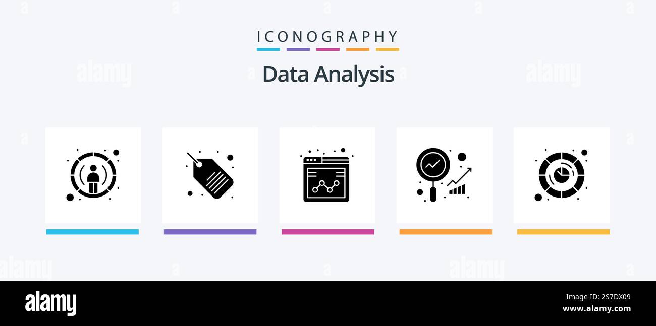 Data Analysis Glyph 5 Icon Pack Including database. graph. business ...