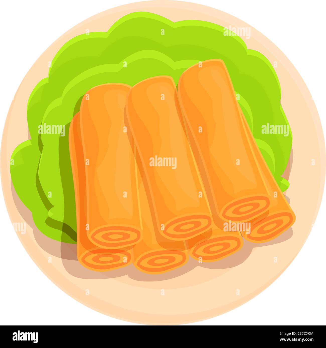Spring roll menu icon cartoon vector. Food cuisine. Meal fried. Spring ...