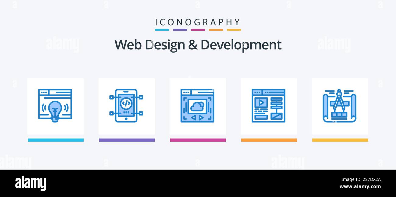 Web Design And Development Blue 5 Icon Pack Including sketch. blueprint ...