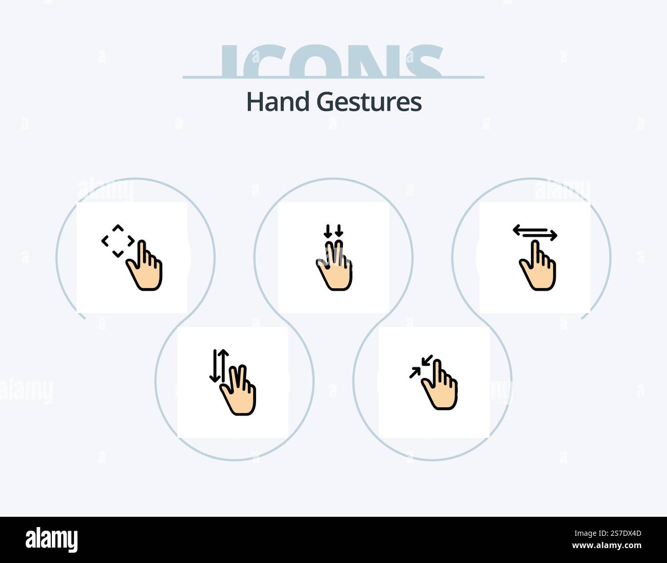 Hand Gestures Line Filled Icon Pack 5 Icon Design. gestures. tab. gestures. hand. double Stock ...