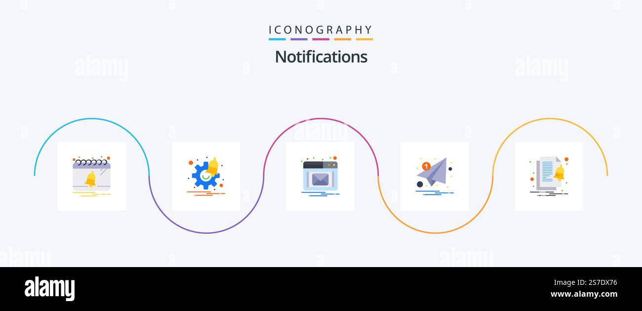 Notifications Flat 5 Icon Pack Including file. paper. email ...