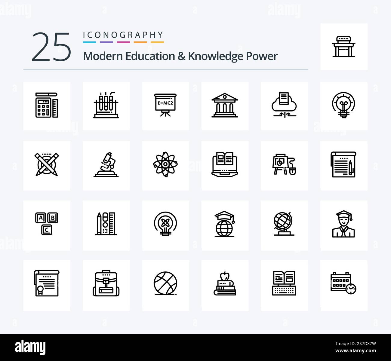 Modern Education And Knowledge Power 25 Line icon pack including arrow ...
