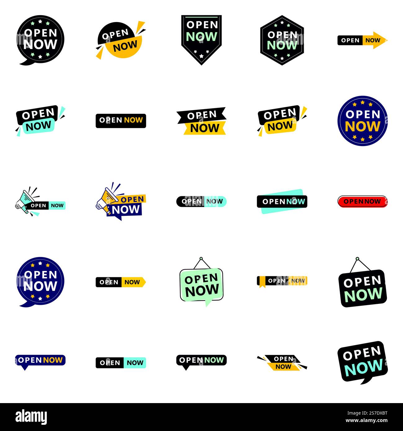 Open now set 25 different design choices Stock Vector Image & Art - Alamy