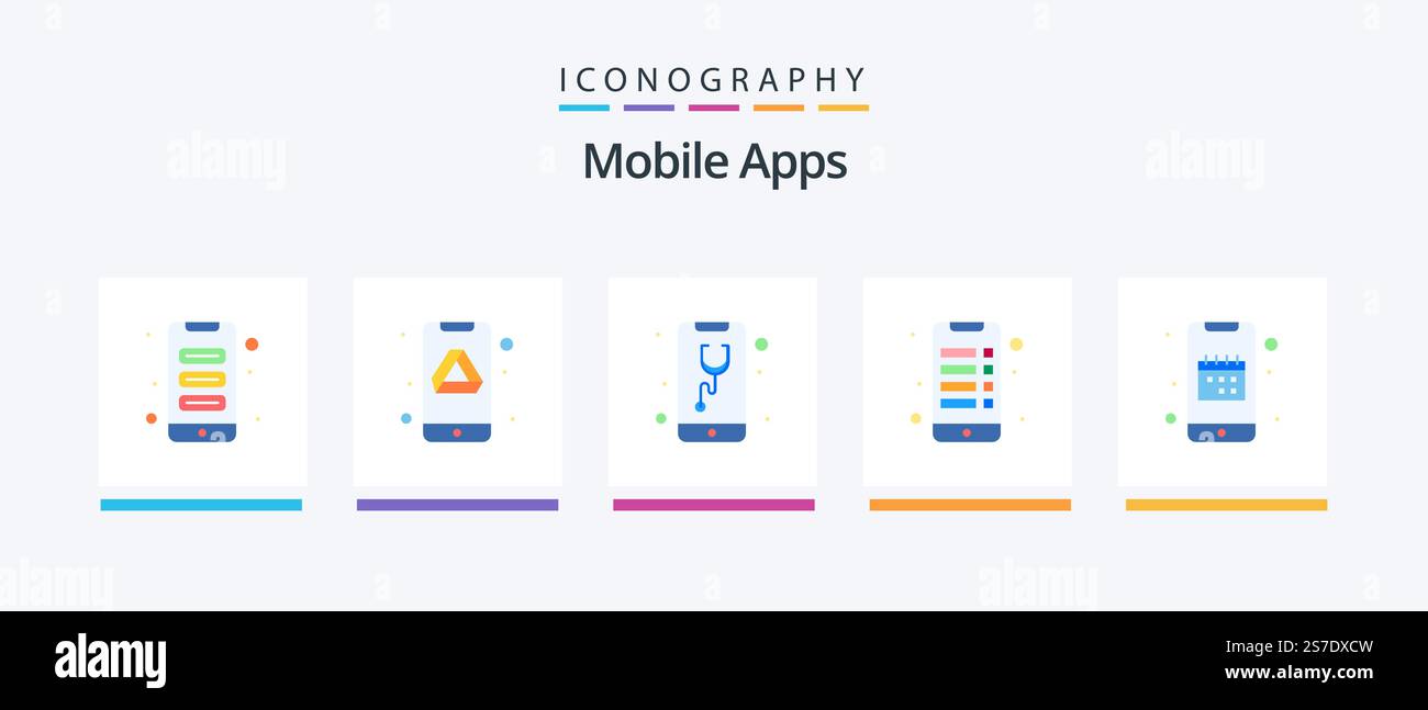 Mobile Apps Flat 5 Icon Pack Including interaction. app. app. mobile ...