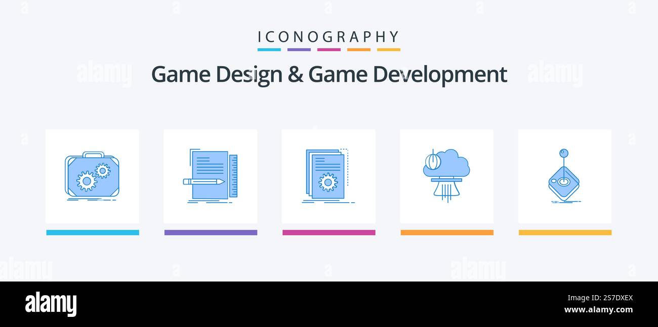 Game Design And Game Development Blue 5 Icon Pack Including nuclear. bomb. programming. script ...