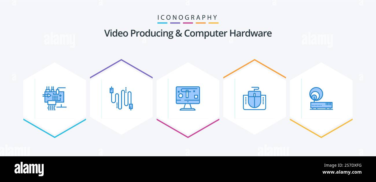 Video Producing And Computer Hardware 25 Blue icon pack including ...