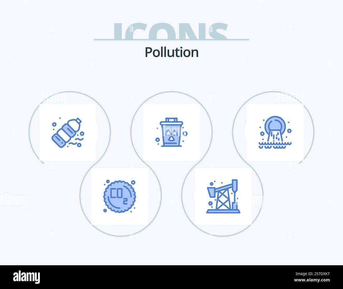 Pollution Blue Icon Pack 5 Icon Design. radioactive. pipe. plastic ...