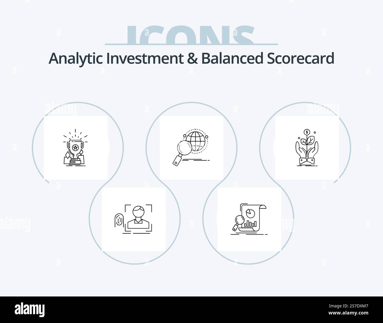 Analytic Investment And Balanced Scorecard Line Icon Pack 5 Icon Design ...