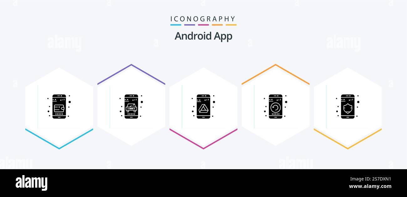 Android App 25 Glyph icon pack including privacy. restart. drive. phone. gadget Stock Vector ...