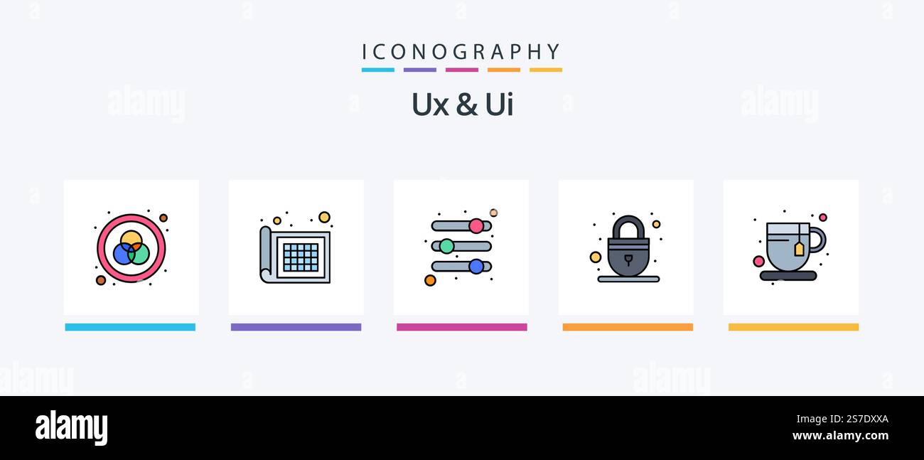 Ux And Ui Line Filled 5 Icon Pack Including tags. coding. appointment. security. portrait ...