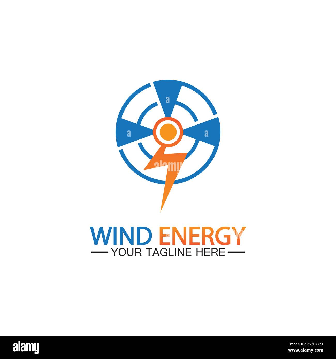 Wind energy logo. renewable energy icon with wind turbines and thunder ...