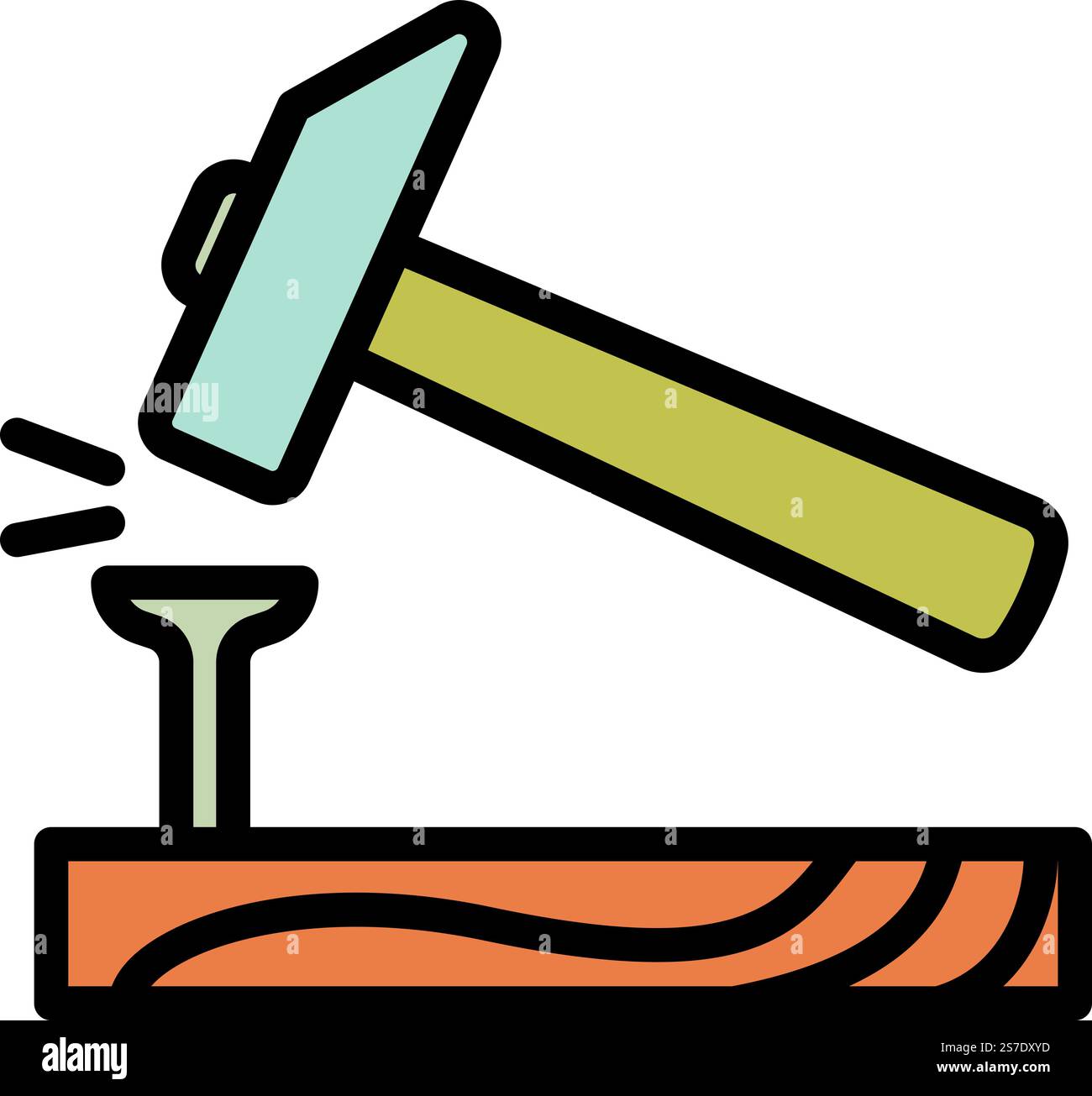 Hammer work icon outline vector. Carpenter design. Wood tool. Hammer ...