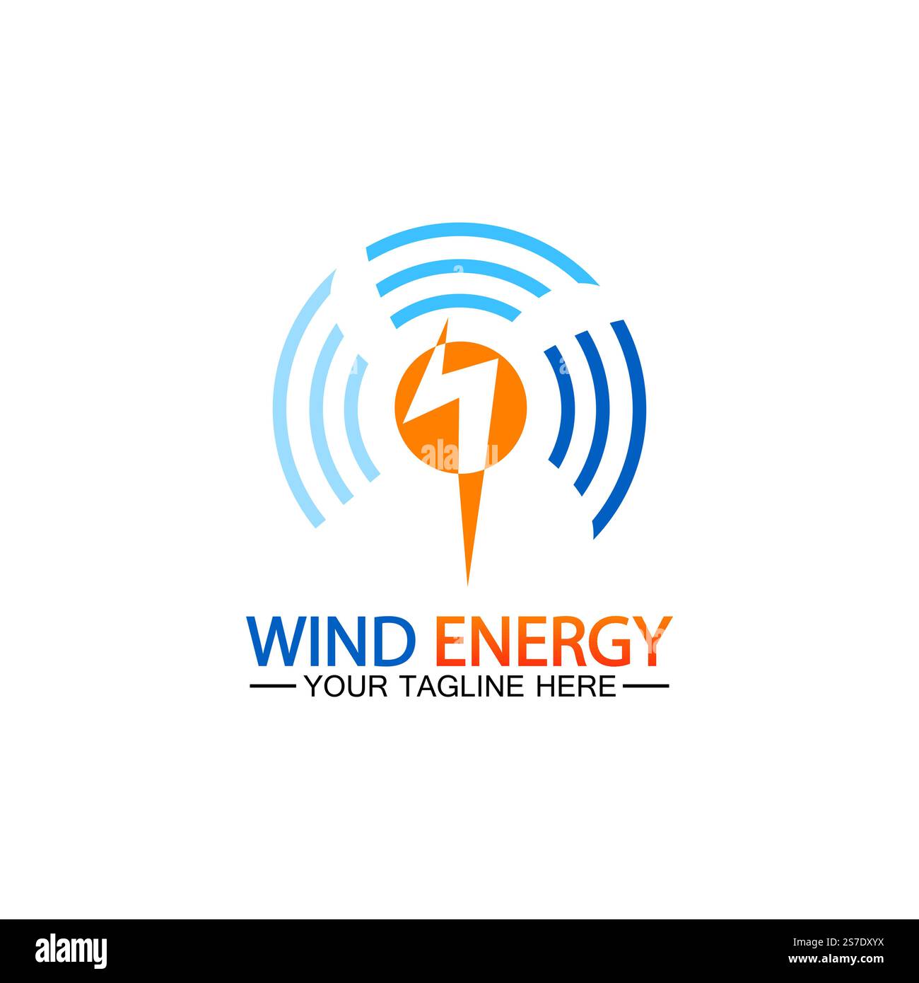 Wind energy logo. renewable energy icon with wind turbines and thunder ...
