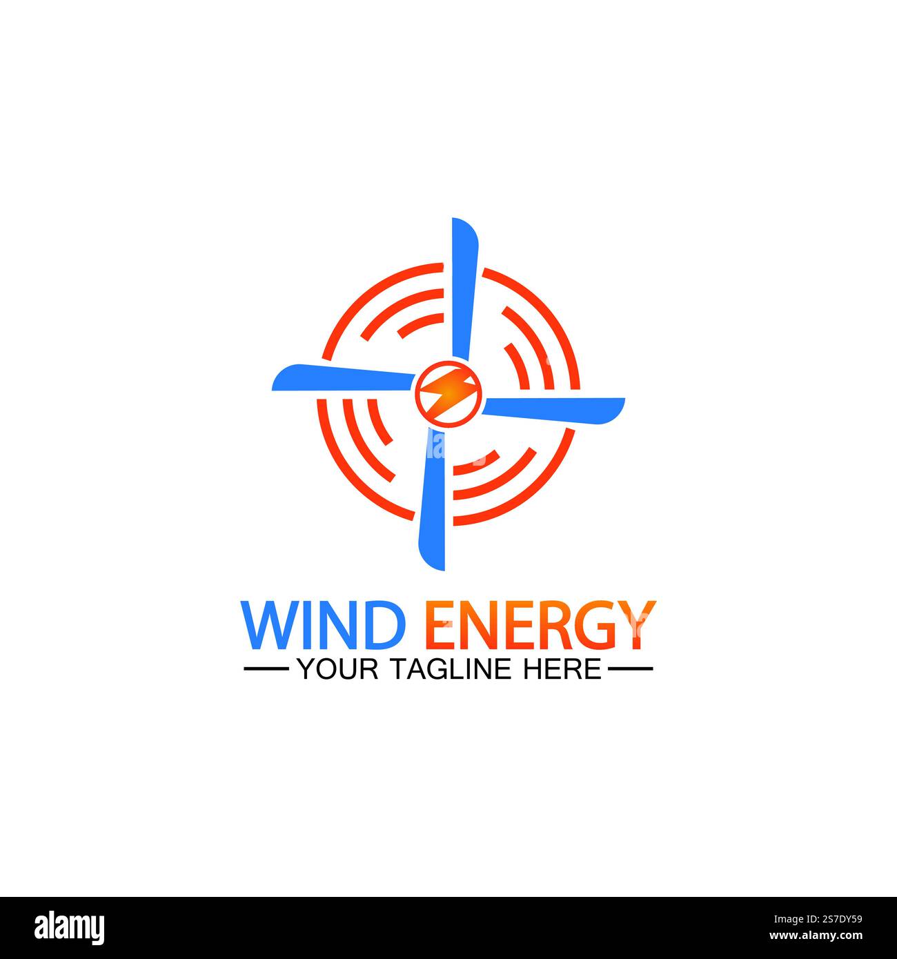 Wind energy logo. renewable energy icon with wind turbines and thunder ...