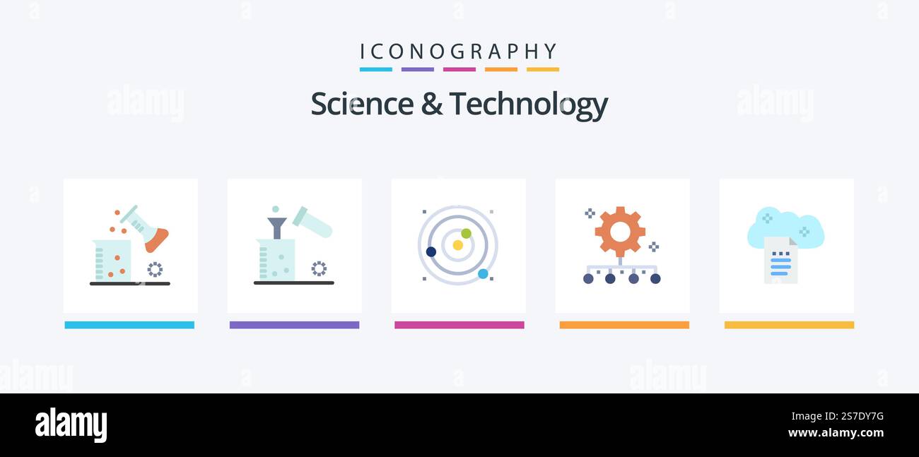 Science And Technology Flat 5 Icon Pack Including team performance ...