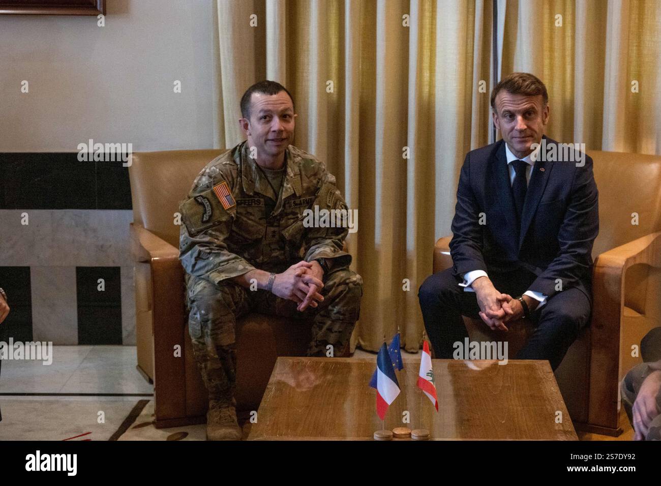 Beirut, Lebanon. 17th Jan, 2025. L-R : US Major General Jasper Jeffers ...