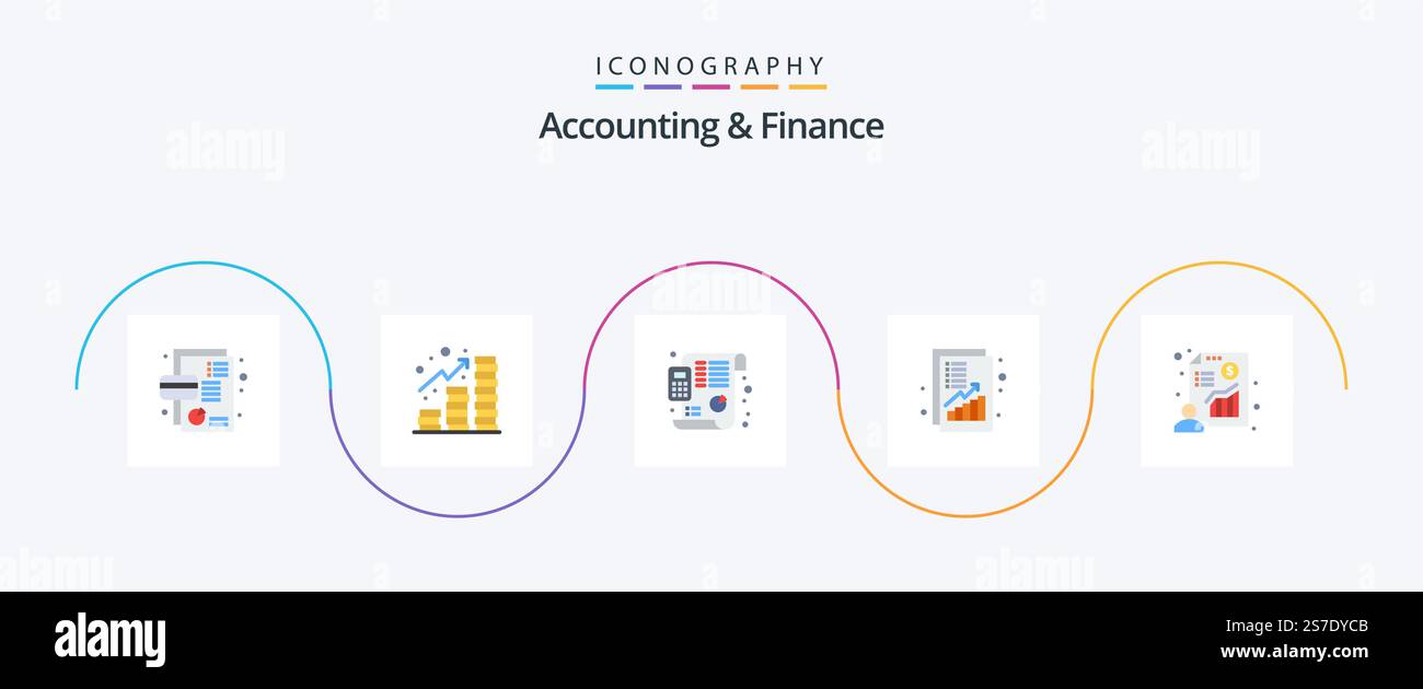 Accounting And Finance Flat 5 Icon Pack Including revenue. increase ...