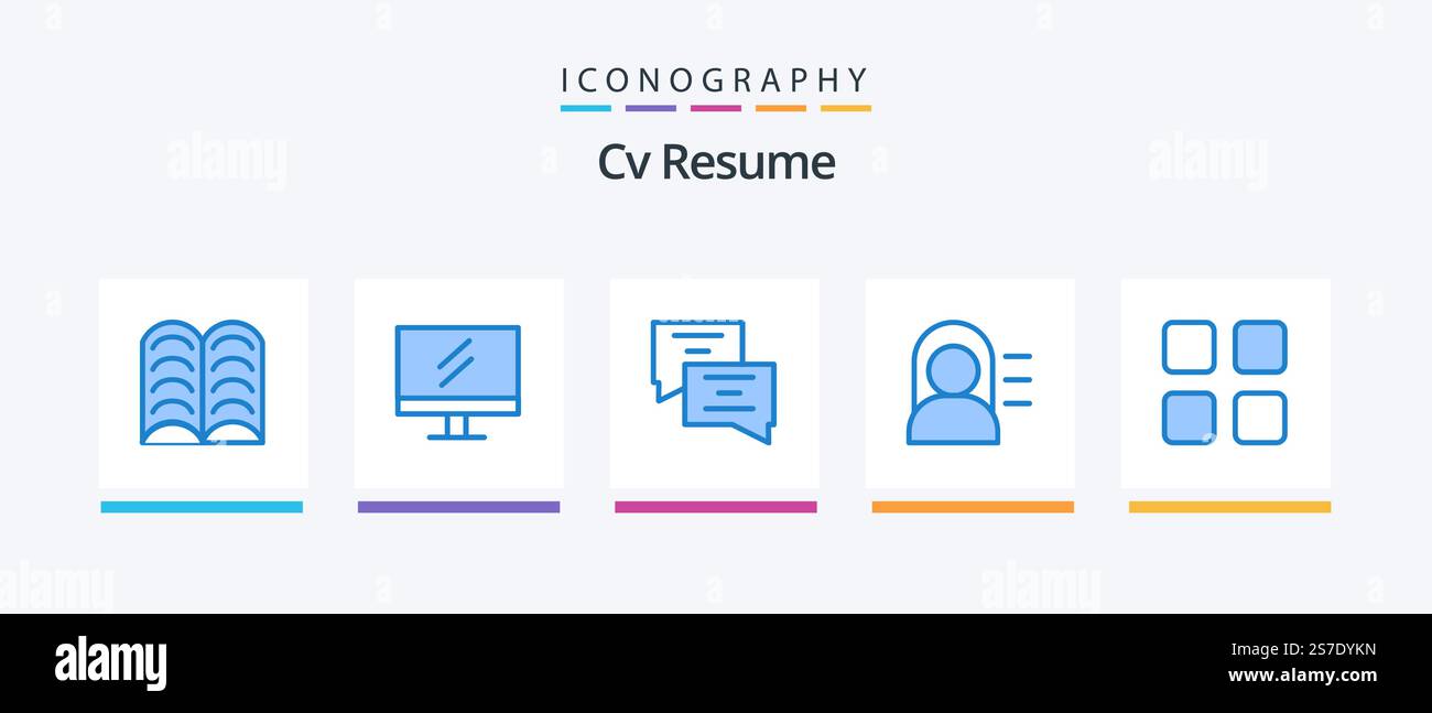 Cv Resume Blue 5 Icon Pack Including . math. message. education. calc ...
