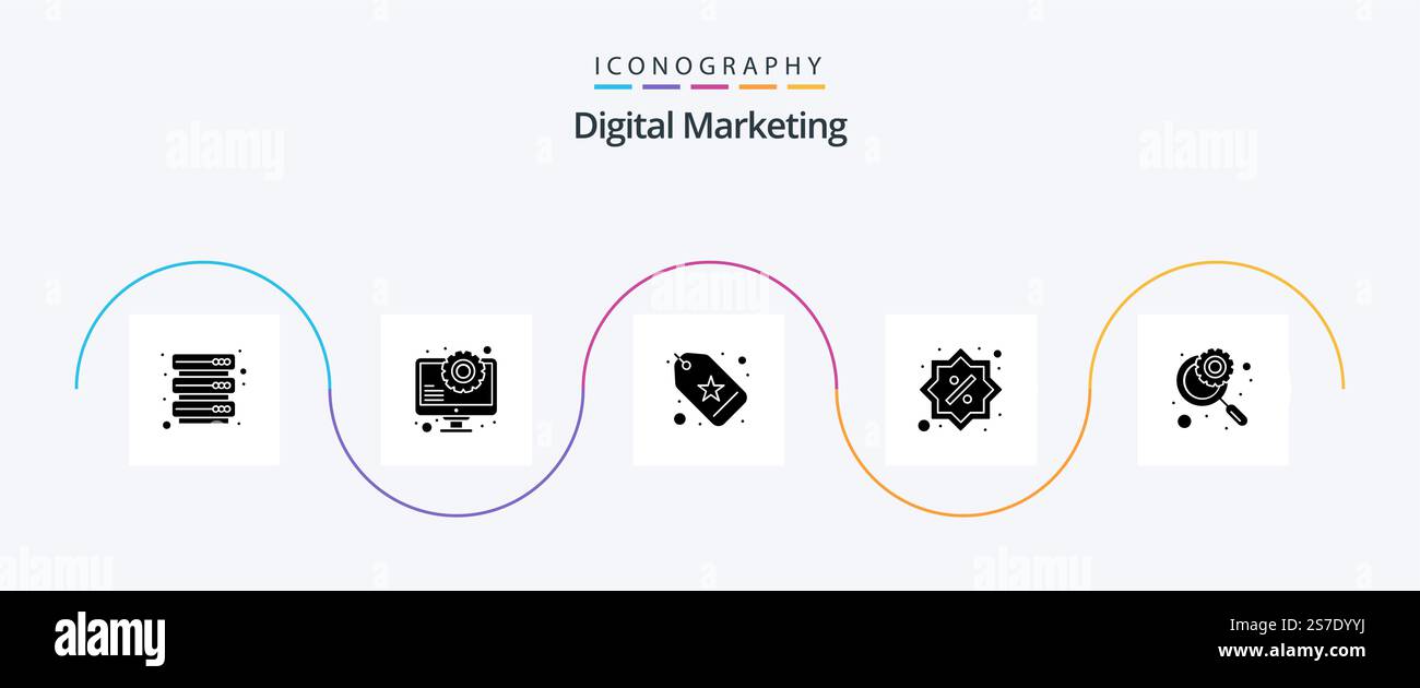 Digital Marketing Glyph 5 Icon Pack Including magnifier. favorite. sale ...