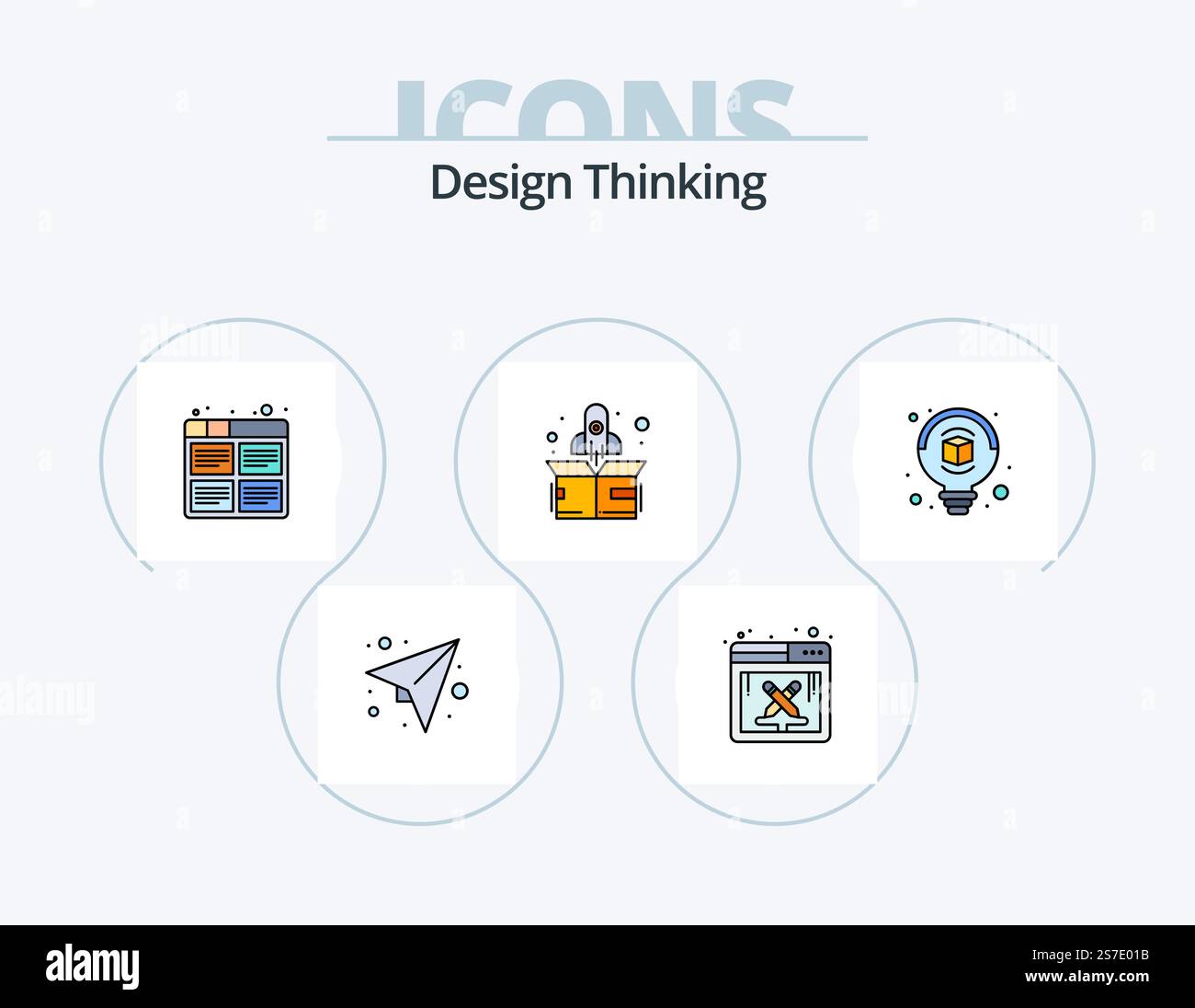 Design Thinking Line Filled Icon Pack 5 Icon Design. design. tools ...