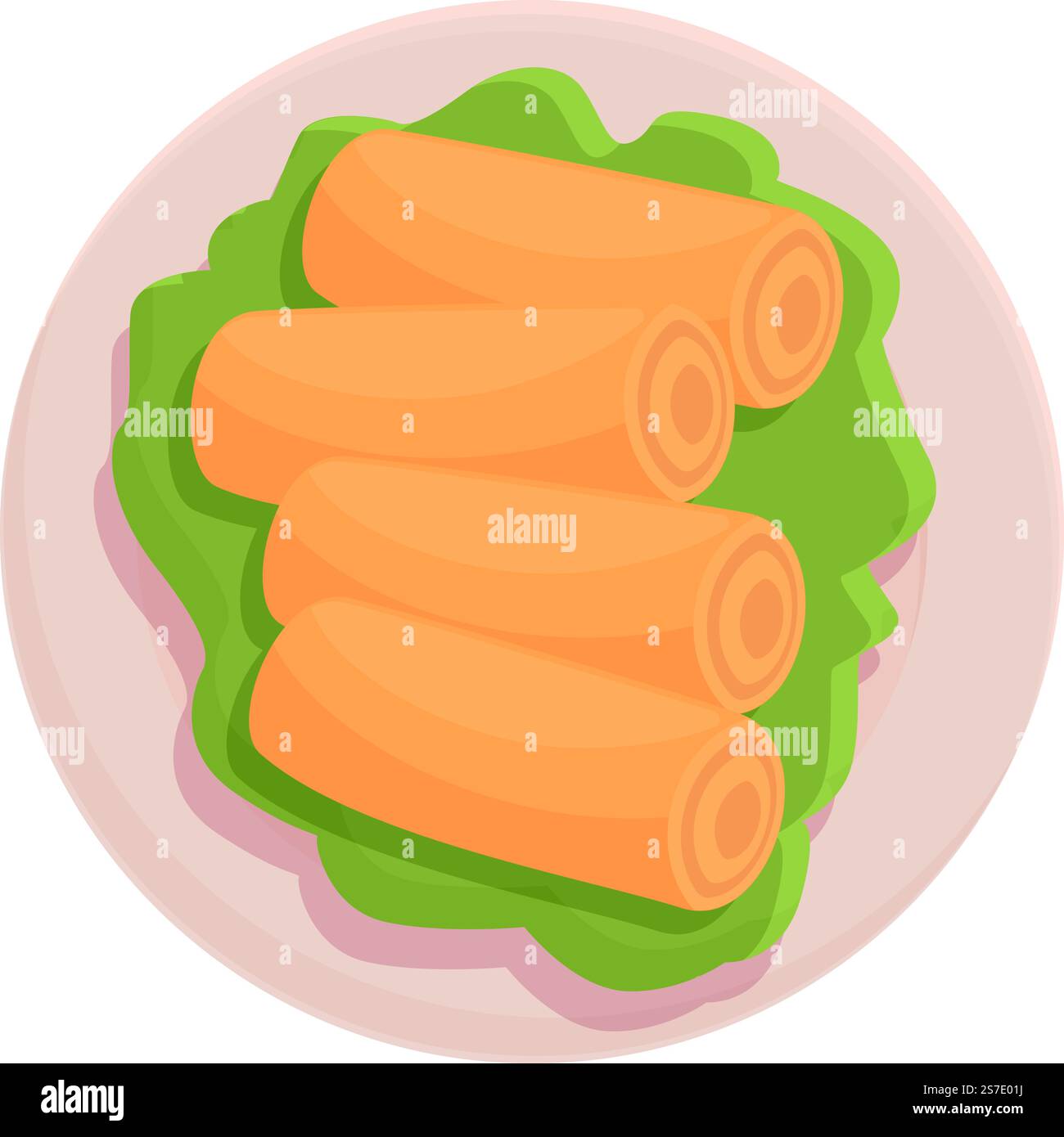 Top view spring roll icon cartoon vector. Food cuisine. China meal. Top ...