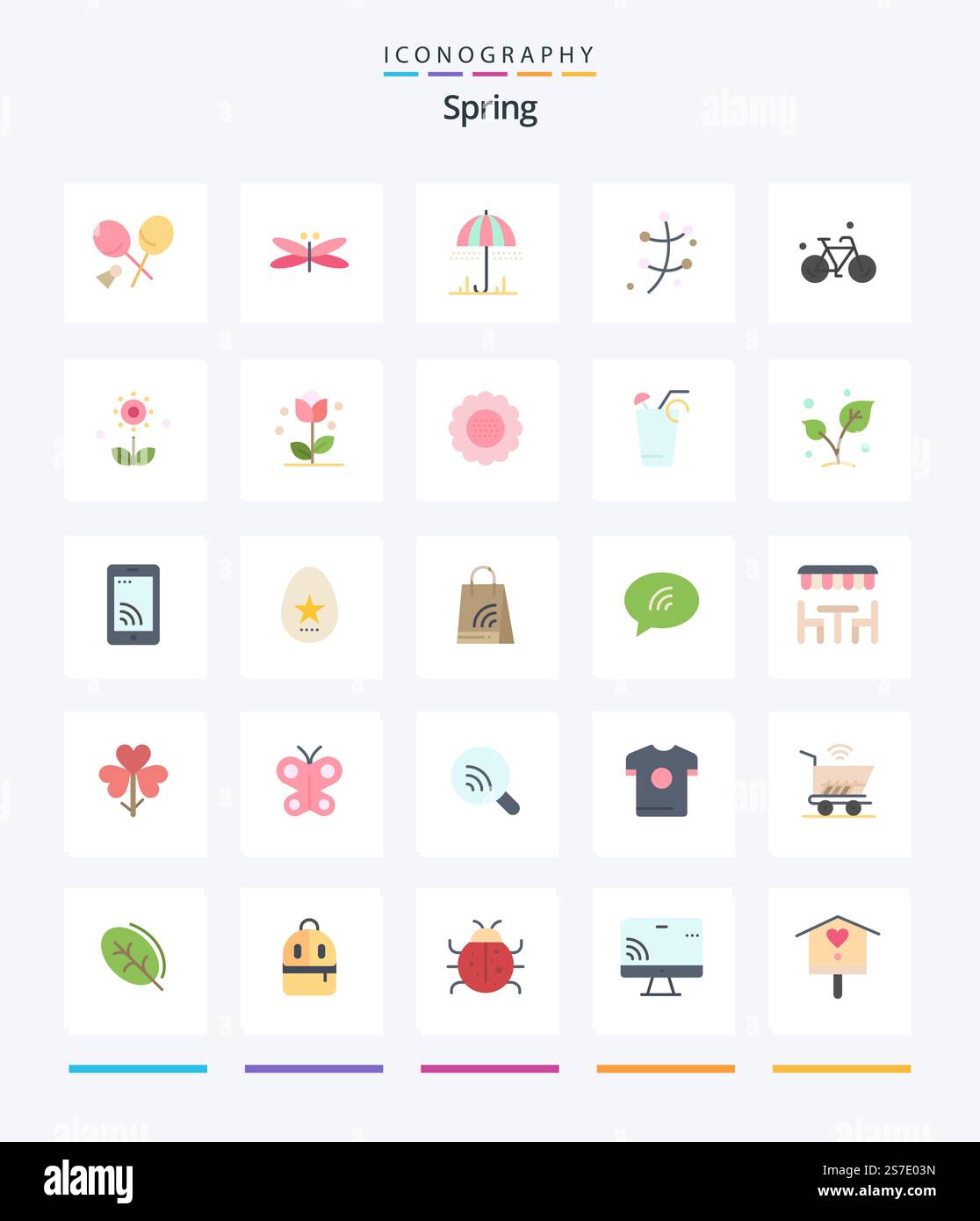 Creative Spring 25 Flat icon pack Such As bicycle. plant. spring. leaf ...